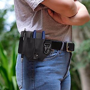 GORGECRAFT Multitool Sheath for Belt EDC Leather Belt Pocket Organizer Holster Flashlight Leatherman Sheath Pen Pouch Holder Keychain Clip Practical Belt for Men Key Fob Clip（Brown