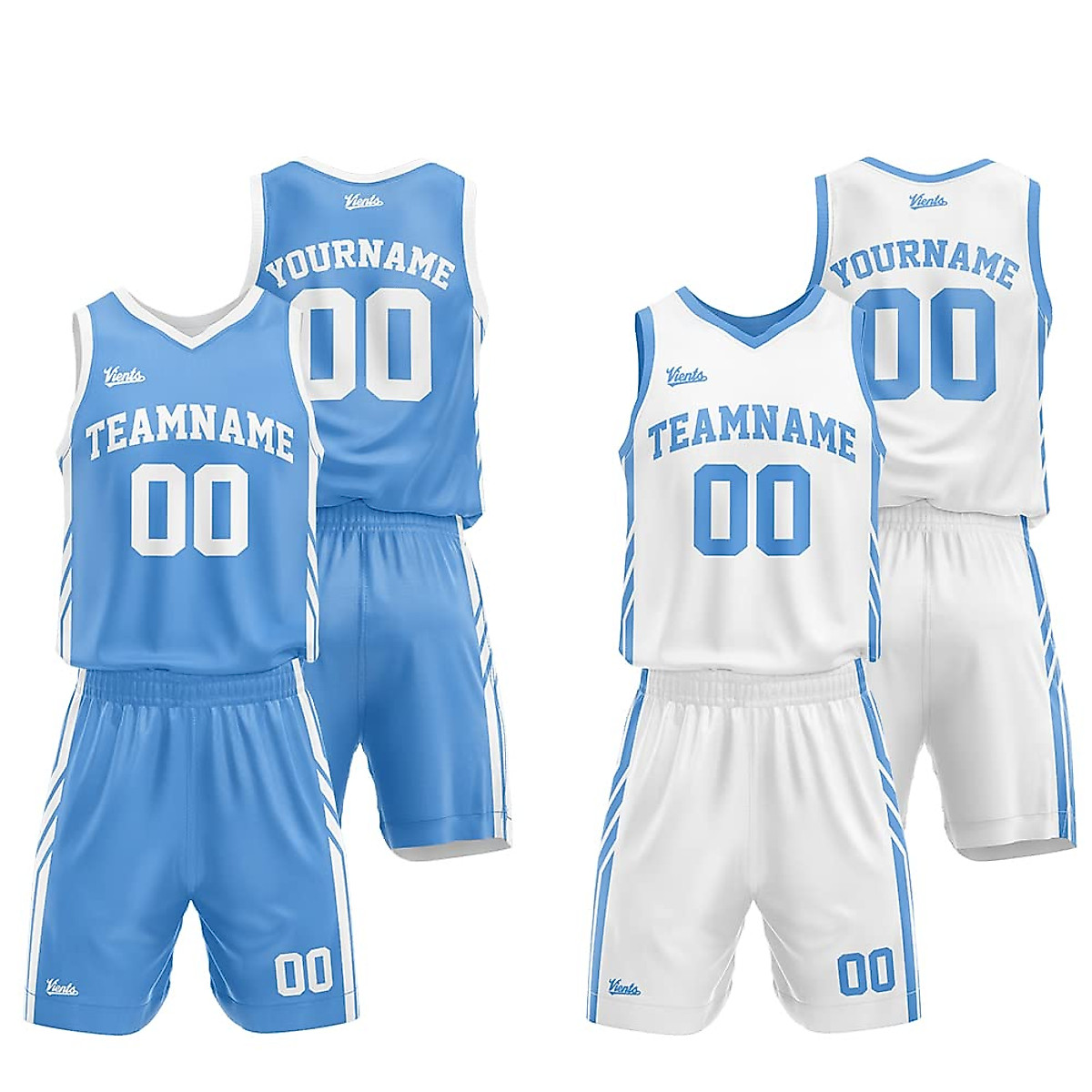 Custom Reversible Basketball Jersey for Men Women Adult Youth Print Name Number Logo (Light Blue-White)