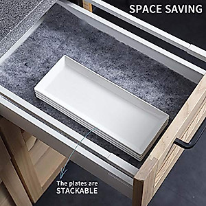 Sweese 702.101 Rectangular Porcelain Platters, Serving Trays for Parties - 13.8 Inch, Set of 4, White