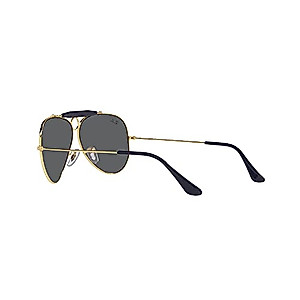 Ray-Ban RB3138 Shooter Pilot Sunglasses, Legend Gold/Dark Grey, 58 mm