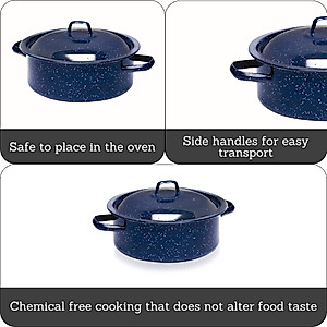 Iimusa Dutch Oven with Lid, 5 Quart, Blue