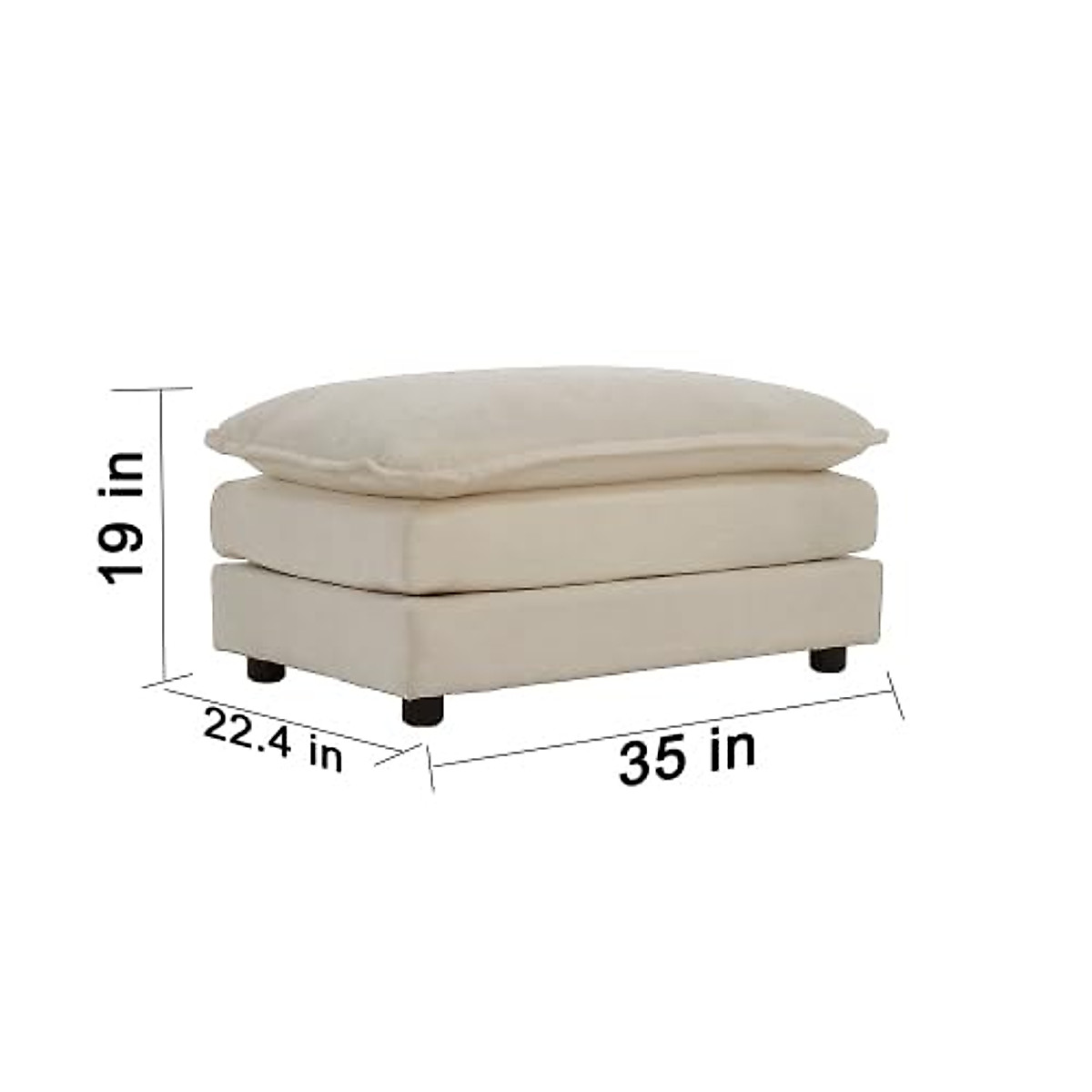 Linyuanwai Chenille Fabric Ottomans Footrest to Combine with 2 Seater Sofa, 3 Seater Sofa and 4 Seater Sofa, Light Coffee