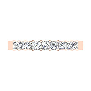 1/2 Carat Princess Cut Diamond Wedding Band Ring in 14K Rose Gold (Ring Size 6) (I1-I2 Clarity)
