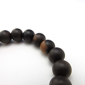 京都あさひ屋 Black Persimmon Wood Bracelet Japanese Kaki Juzu Rosary Prayer Beads Jewel Handmade Kyoto Meditation Chakra Mala Beads (8.0mm)