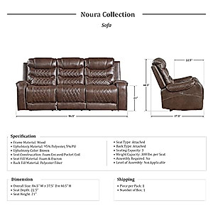 Lexicon Noura Power Double Reclining Sofa, Brown