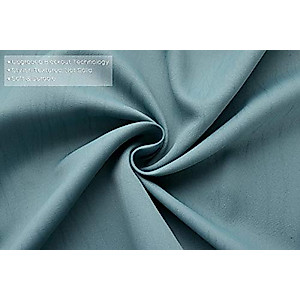 MIUCO Blackout Curtains Room Darkening Curtains Textured Grommet Curtains for Window Treatment 2 Panels 52x63 Inch Long Teal