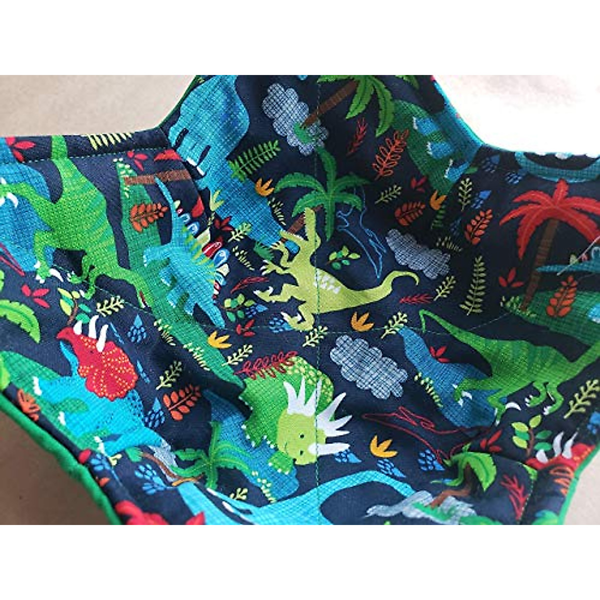 Dinosaur Microwave Bowl Cozy Dino Reversible Microwaveable Potholder Paleontologist Bowl Buddy Children's Kitchen Linens Tyrannosaurus Rex Raptor Kid Gifts Under 10 Handmade Birthday