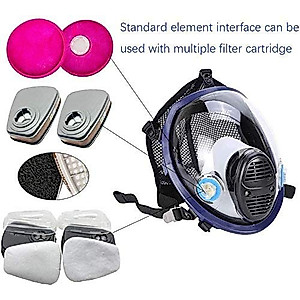 17 in 1 Full Face Large Size Respirator,Reusable Full Face Respirator Widely Used in Organic Gas,Paint Sprayer, Chemical,Woodworking,Dust Protector, Medium