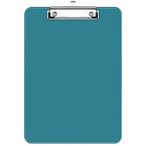 Rimilak Plastic Clipboards with Low Profile Metal Clip, Translucent Clip Board, 12.5 x 9 Inch Letter Size | Office Supply | Back to School, Teal