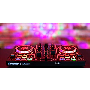 Numark Party Mix - Complete DJ Controller Set for Serato DJ with 2 Decks, Party Lights, Headphone Output, Performance Pads and Crossfader/Mixer