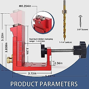 HFM Pocket Hole Jig Kit Adjustable Woodworking Tools Pocket Dowel Hole Jig System Set Wood Woodwork Guides Joint Angle Tool Carpentry Locator.