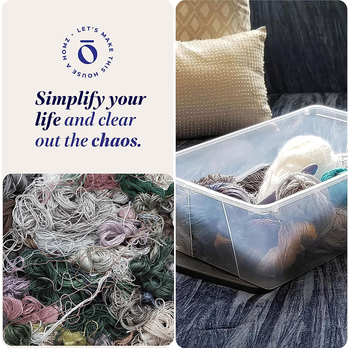 HOMZ 8-Pack Snaplock, Small Clear Plastic Storage Bins with Lids, 12 Quart, Gray