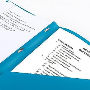 Five Star 2 Pocket Folders, 4 Pack, Plastic Folders with Prong Fasteners, Holds 11” x 8-1/2”, Tidewater Blue, White, Amethyst Purple, Harvest Yellow (38136)