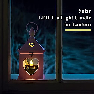 Solar Candles Outdoor Waterproof, Punasi 6pcs Dusk to Dawn Rechargeable Solar Tea Lights Votive Candle with for Outdoor Lantern Garden Home Decor, 2.17" x H 3.15"