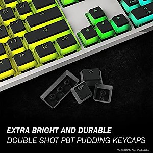 HK Gaming Pudding Keycaps Set | Doubleshot PBT Keycap Set | Full 108 OEM Profile Key Set | ANSI US-Layout | for Mechanical Keyboard | Compatible with Cherry MX, Gateron, Kailh, Outemu | Black