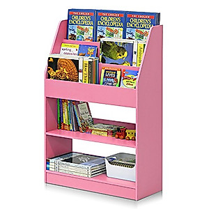 FURINNO 5-tier Kidkanac Magazine/Bookshelf With Toy Storage, Pink