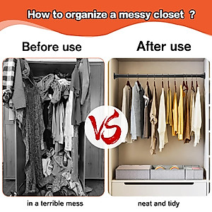 DwelSpire Closet Rod - 30-64 Inches, No Drilling Closet Rod Extender Hanging - Matte Black Adjustable Clothes Hanging Bar, for Closet, Bathroom, Windows with No Drilling Holder