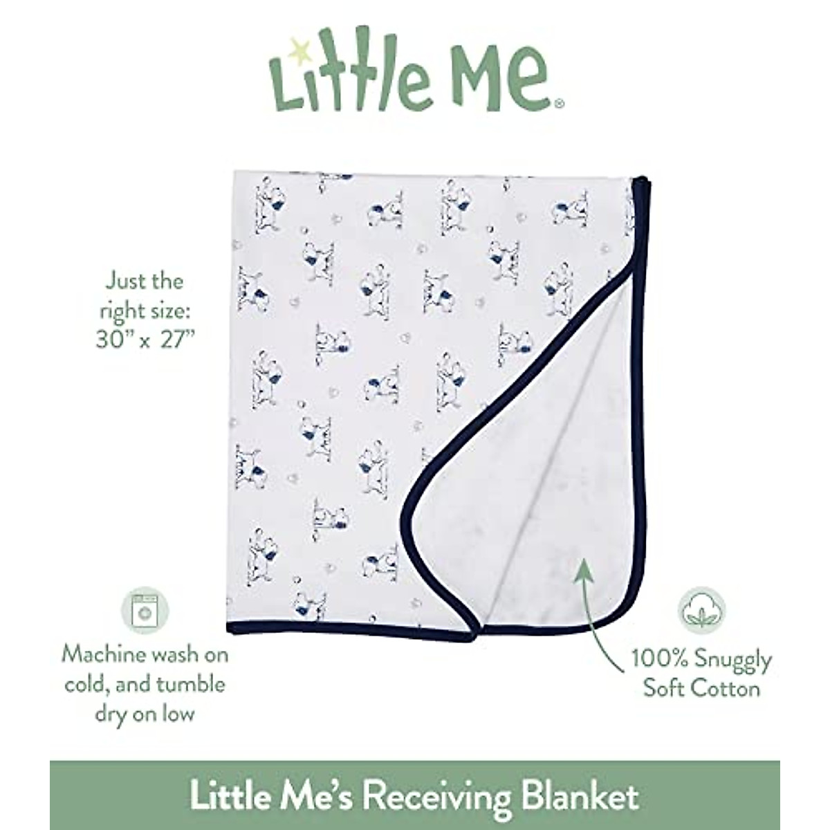 Little Me Blankets for Baby Marshmallow Bear Swaddling Receiving Blanket