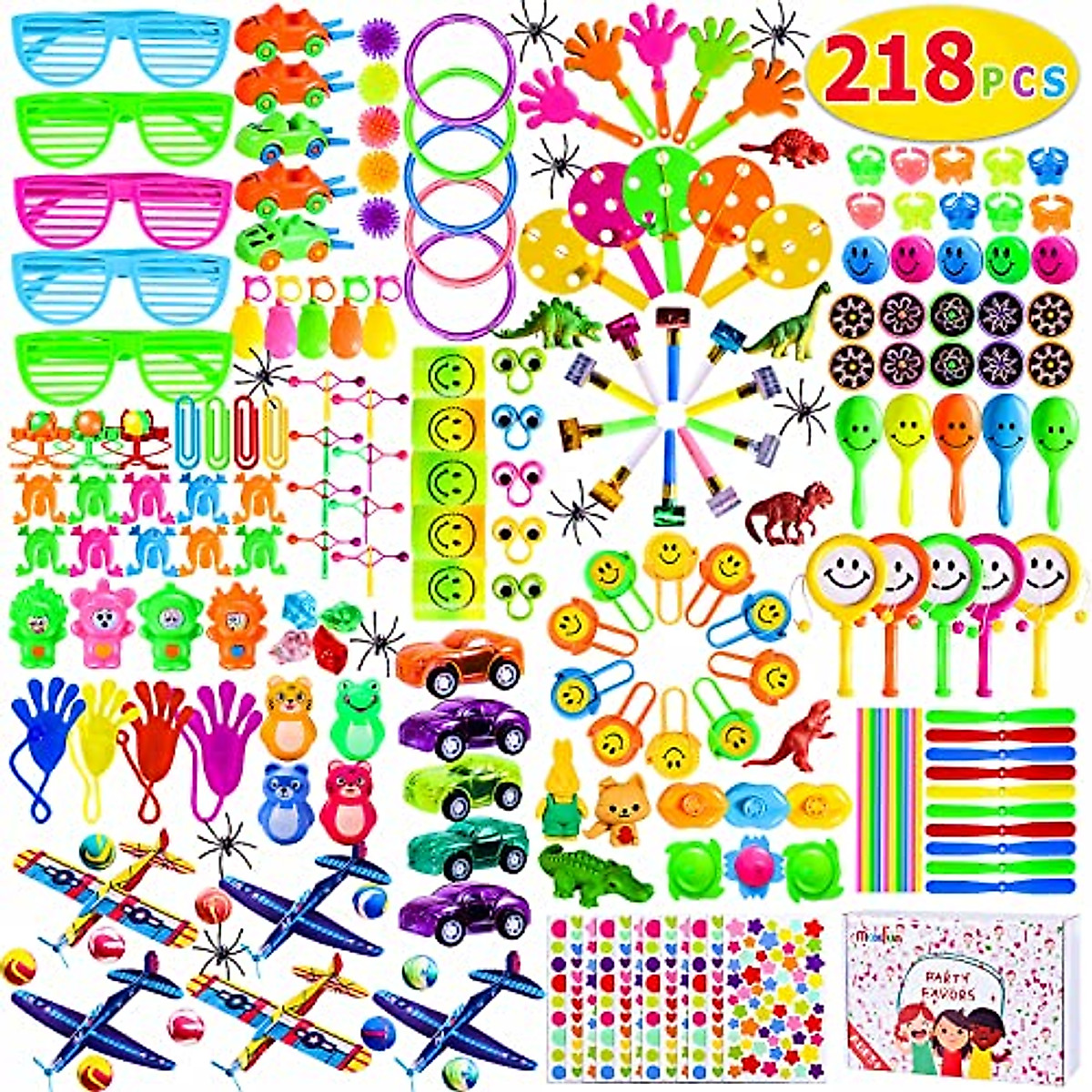 Max Fun 218pcs Party Toys for Kids Classroom Treasure Box Prizes Bulk Party Toys Assortments Goodie Bag Stuffers Birthday Party Carnival Prizes Goodie Bag Fillers Classroom Rewards Pinata Filler Stuffers Toys