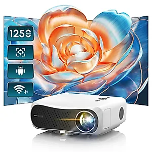 Mini WiFi Bluetooth Projector for Phone,Portable Video Projector Kids Gift,Smart LCD Projector Full HD 1080P Supported,Small Outdoor Home Movie Projector with Android OS/HDMI/USB for TV Stick/PS5/DVD