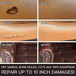 Brown Leather Repair Kits for Couches - Vinyl and Leather Repair Kit -Leather Paint- Leather Scratch, Tears & Burn Holes Repair for Refurbishing Upholstery, Couch, Boat, Car Seats - Leather Dye Brown