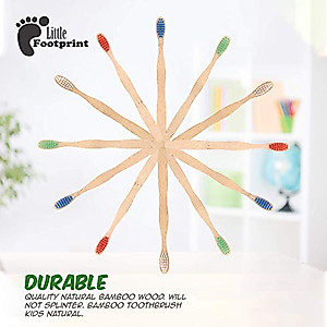 Kids Bamboo Toothbrushes - 12 Pack |BPA Free Soft Bristles Toothbrushes | Eco-Friendly, Natural Bamboo Toothbrush Set | Biodegradable, Compostable, Wooden Eco Friendly by Little Footprint