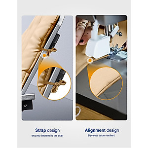 YEFU Adirondack Chair Cushion, Rocking Chair Cushions with Straps, Folding Patio Chair Pad for Indoor and Outdoor, 19.7x18.9x1.5 Inch, Light Brown