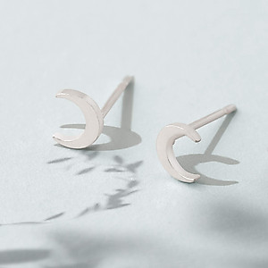 Boma Jewelry Sterling Silver Crescent Moon Stud Earrings
