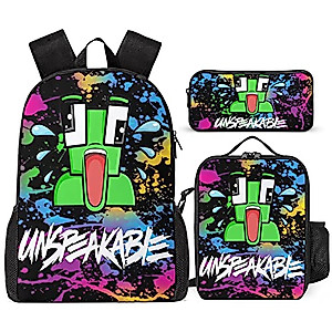 Dtuxgbi Daily Backpack Set 3 Pieces Include Shoulder Bag, Lunch Box And Pencil Case for Youth Boys Girls Lightweight Bookbag