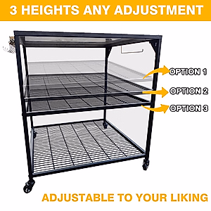 JIN BETTER GRILL PARTS Three-Tier Stainless Steel Pizza Oven Cart, Movable Work Table for Ooni, Blackstone, Cuisinart (31.5" D x 31.5" W x 35.4" H)