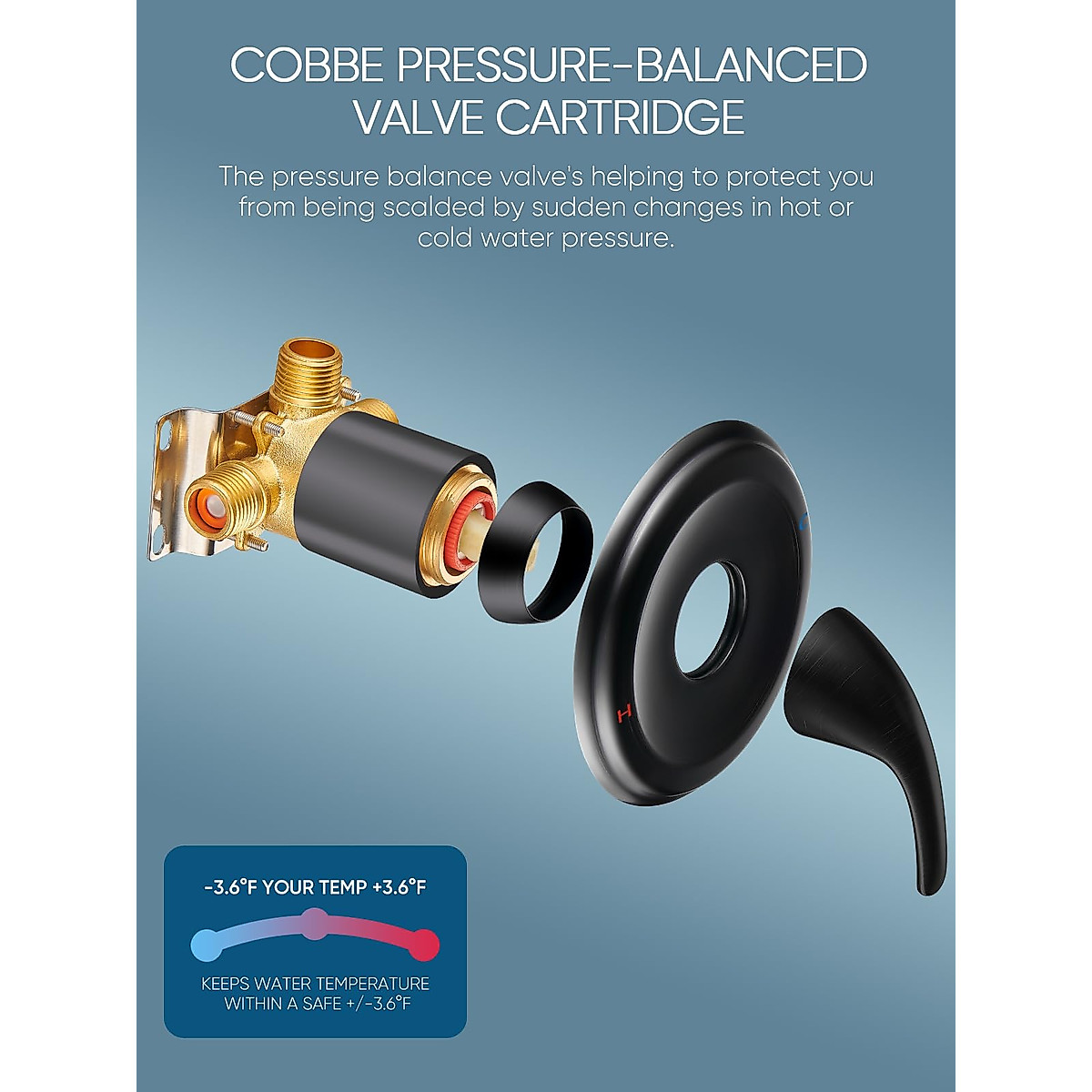 Cobbe Mattle Black Shower Faucet Set with Valve, Shower Valve with 7-Spray Filtered Black Shower Head with Handle Set, Shower System with Rain Shower and Handled, Trim Kit(Valve Included)