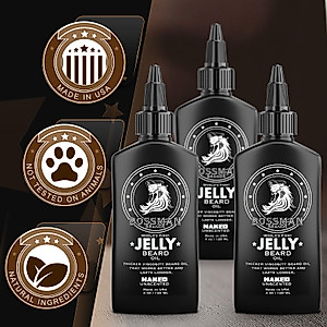 Bossman Jelly Beard Oil - Beard Growth Softener and Moisturizer Care - Larger 4oz, Bottle - 3 Pack Kit - Made in USA (Naked Scent)