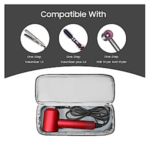 Scandihome Double-Layer Travel Carrying Case Compatible with Shark Flex Style Case Revlon One-Step Hair Dryer and Volumizer Hot Air Brush and Attachments,Portable Storage Organizer Bag,Black