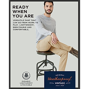 Weatherproof Vintage Men's Regular Fit Excursion Pants - Ultra Stretch Casual Flat Front Chino, Size 34W x 32L, Sand