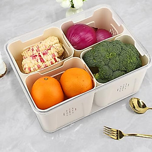 Airtight Fruit Storage Containers for Fridge with Lids & Handle, BPA-Free Food Storage Container with 4 Removable Colanders, Berry Vegetable Fresh Produce Saver, Refrigerator Organizer Bins