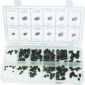 Swordfish 31440 SAE Hex Head Set Screw Grub Assortment, 200 Piece