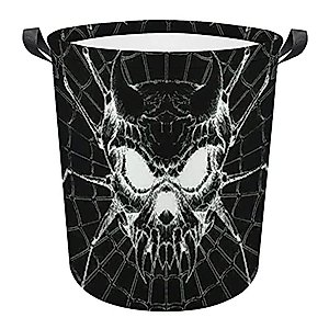 Spider Webs Skull Art Oxford Cloth Laundry Basket with Handles Storage Basket for Toy Organizer Kids Room Nursery Hamper Bathroom