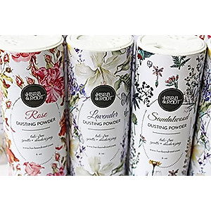 Herb & Root Body Dusting Powder Set of 3 with Rose, Lavender, and Sandalwood (no Puff Included)