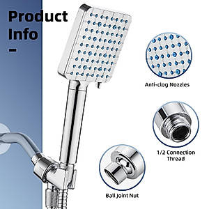 Heemli Handheld Shower Head with Filter, High Pressure 6 Spray Mode Filtered Shower Head with Hose, Bracket and Water Softener Filters Beads for Hard Water Remove Chlorine, Chrome