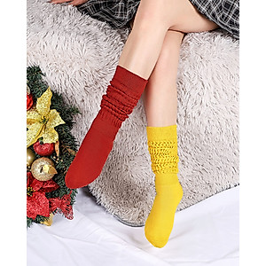 JOCMIC Slouch Socks for Women, Extra Long Women Scrunch Socks, White Stacked Socks Size 6-11 Grey