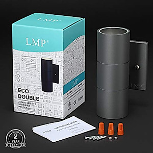 LMP Modern Outdoor Wall Light in 2 Lights Porch Light Patio Light with Black Aluminum Finish for Decoration,Garage 4Pcak Gray