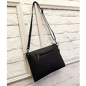 NIGEDU Oversized Clutch Bag Purse Women PU Leather Crossbody Shoulder Bags Studded Wristlet Handbag Rivet Envelope Clutches (Black)