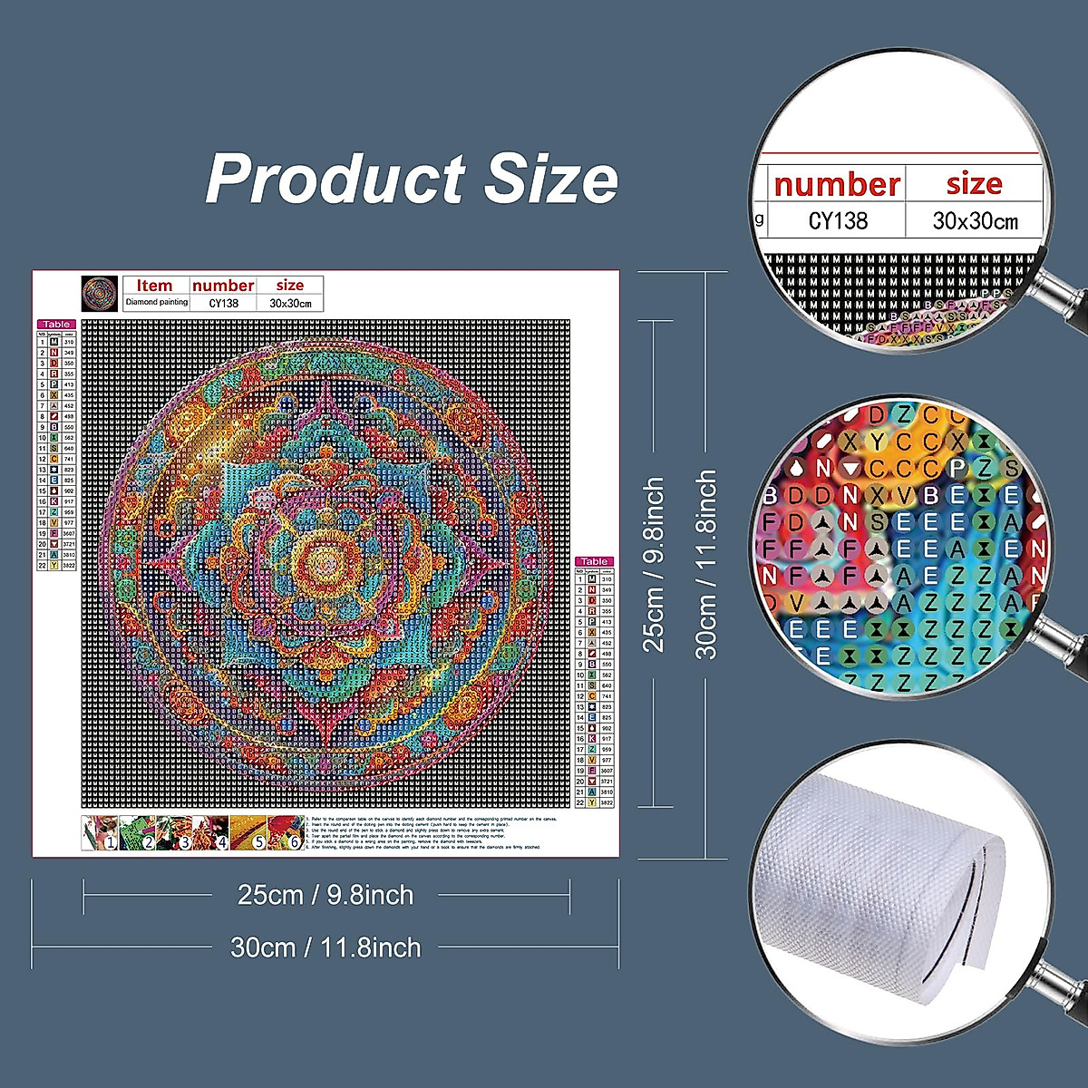 Stalente Diamond Painting Kits for Adults, 5D DIY Diamond Art Kits for Beginners Round Full Drill Diamond Painting for Home Wall Decoration Gift 12×12inch, Mandala