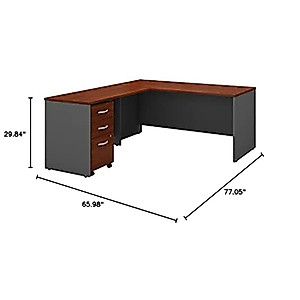 Bush Business Furniture Series C L Shaped Desk with 48W Return and Mobile File Cabinet, 66W, Hansen Cherry