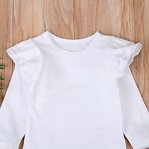 Infant Baby Girl Basic Ruffle Long Sleeve Cotton Romper Bodysuit Tops Clothes (White, 18-24 Months)