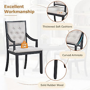 Mystiqueserenity 5 Piece Dining Table Set,Classic Extendable Dinner Set,with Round Table and 4 Upholstered Chairs,for Dining Room,Kitchen(Black Oak)