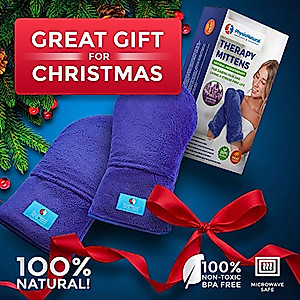 Microwavable Therapy Mittens–Relief for Hands and Fingers in Cases of Stiff Joints, Arthritis, Trigger Finger, Inflammation, Raynaud's, Carpal Tunnel–Heated Hands Mitts Warmers–Scented Gloves