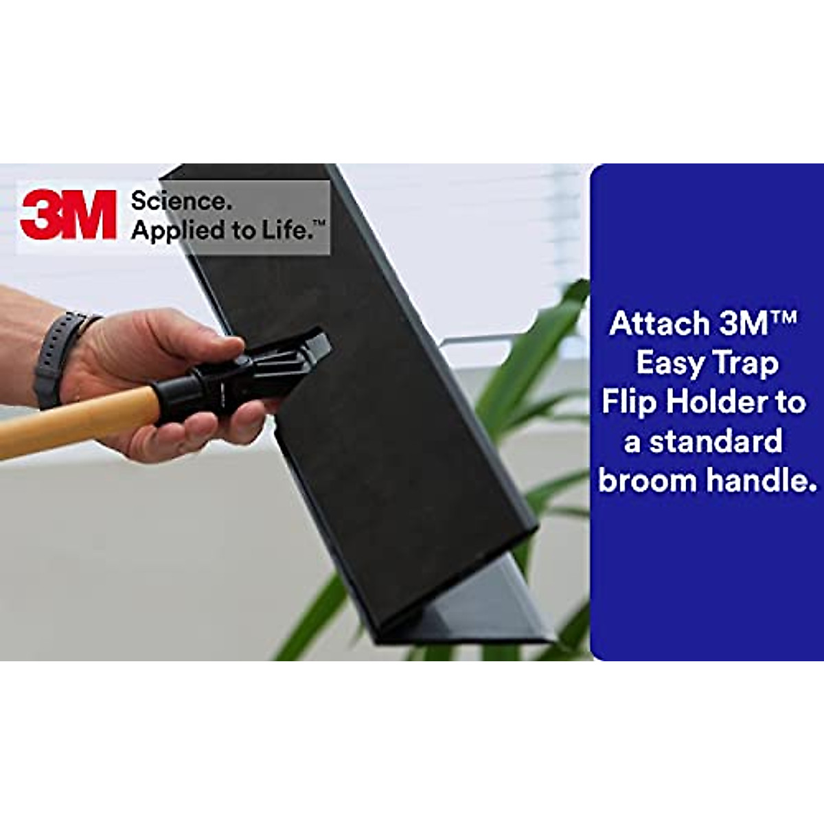 3M Easy Trap II Holder Flip Holder for 3M Easy Trap Duster Sweep and Dust Sheets, 35” Hook and Loop, Dust Remover Sweeper Mop Head, For Gyms, Bathrooms, Commercial Floors, 55936