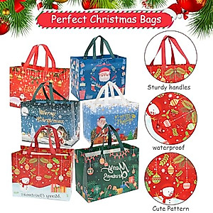 Amicably Gift Bags,18 PCS Large Reusable Tote Bags w/ Handles, Treat Bags, Multifunctional Non-Woven Bags Gifts Wrapping, Shopping, Xmas, Party Favor Bags, 12.8'' x 9.8'' x 6.7''