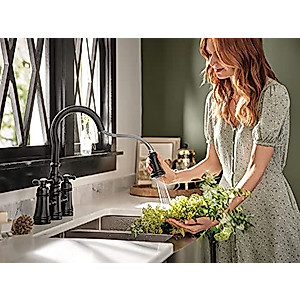 Moen S73204ORB Weymouth Two Handle Pulldown Bridge Kitchen Faucet, Oil Rubbed Bronze